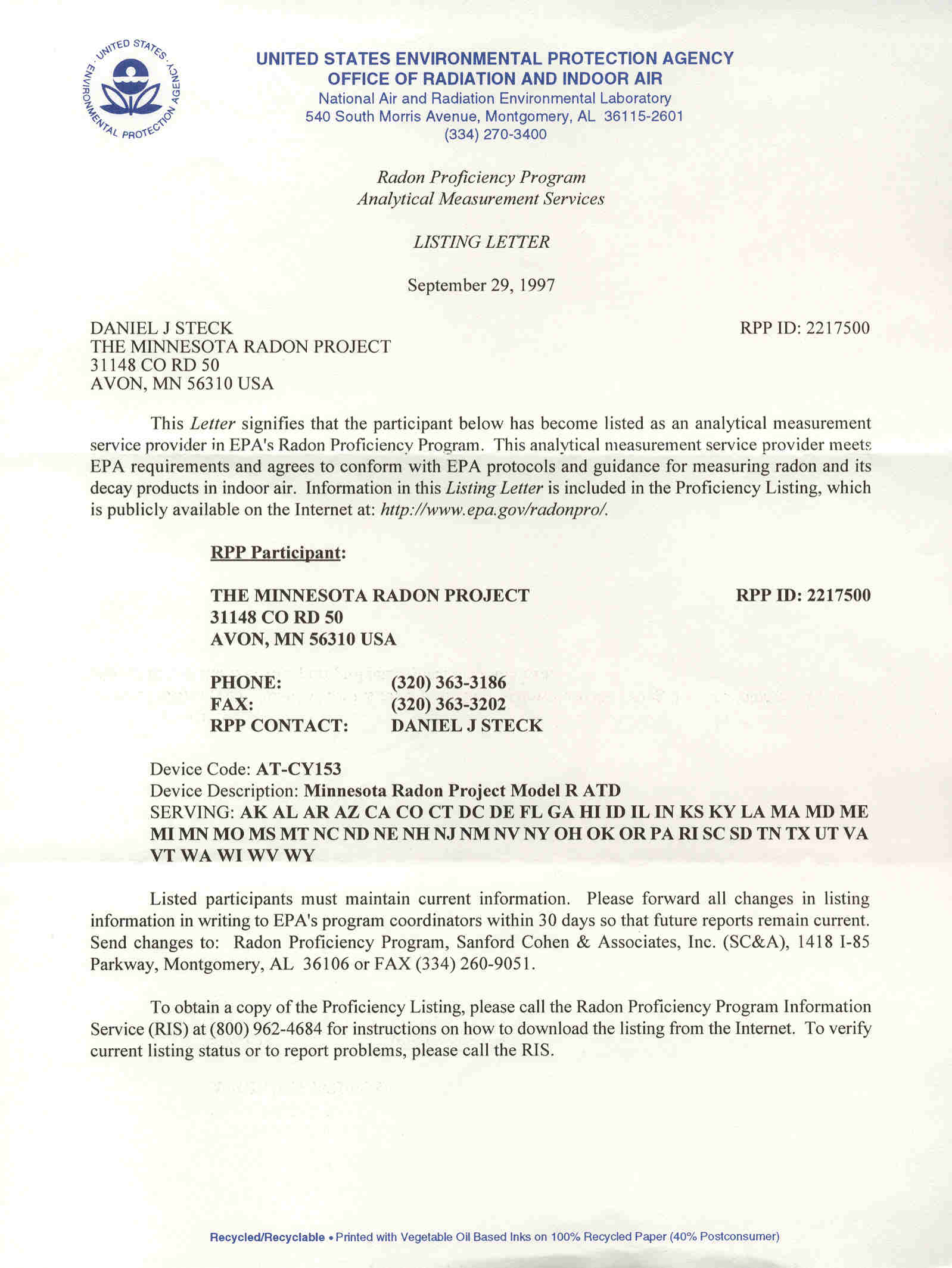 Here are some images of the Minnesota Radon Project alpha track ...